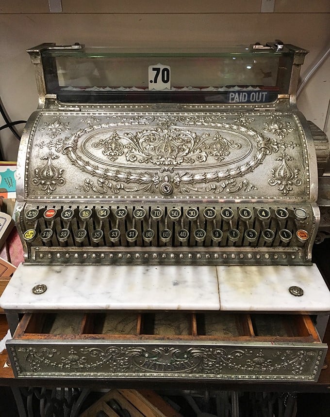 An ornate cash register from when making change required actual mathematical skills and style.