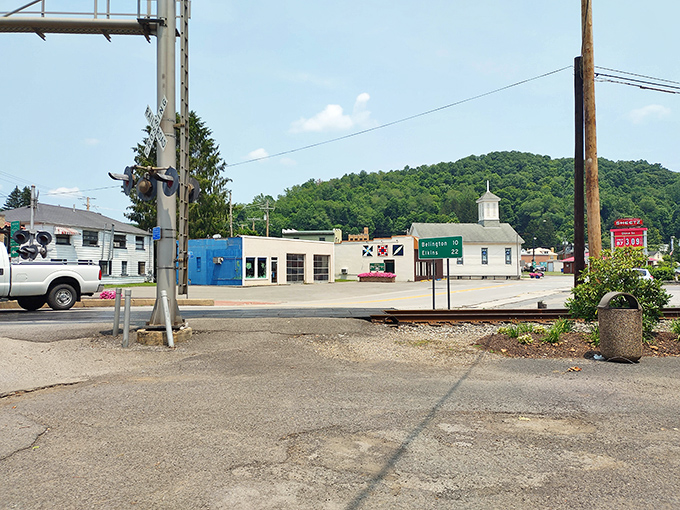 Beyond the bridge lies the charming town of Philippi, where modern life continues against the backdrop of hills that have watched over generations of West Virginians.