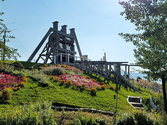 Mining headframes dot Butte's landscape like industrial sculptures, colorful gardens softening their utilitarian edges in a uniquely Montana blend of beauty and function.
