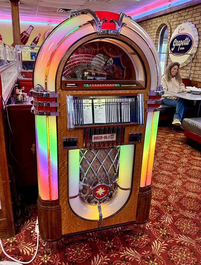 This vintage jukebox doesn't just play songs&mdash;it's a time machine that provides the soundtrack to your pancake experience.