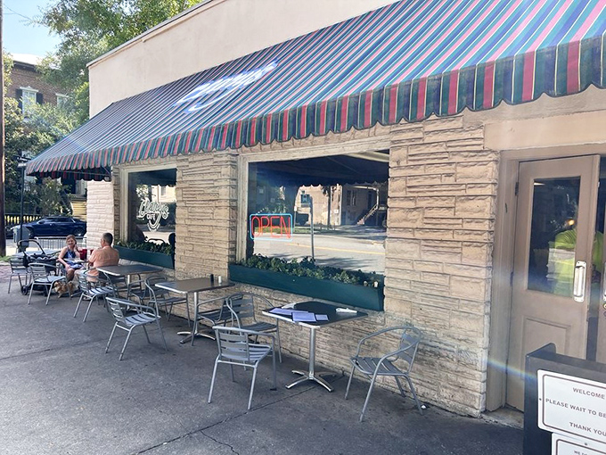 Outdoor tables where the Savannah air adds that special something to your coffee&mdash;a front-row seat to the city's morning rhythm.