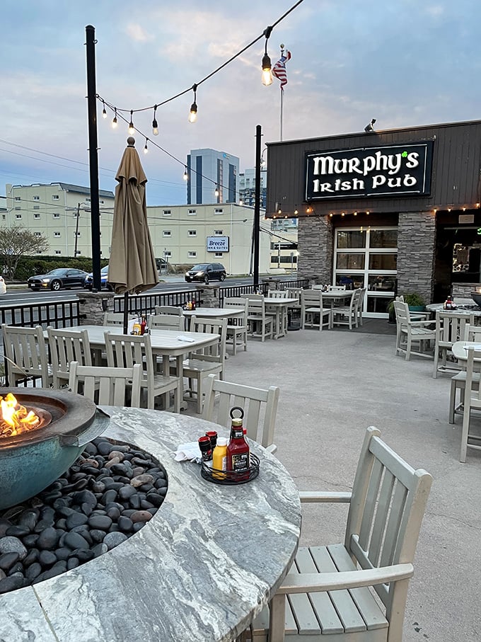 The outdoor patio offers string lights, fire pits, and fresh air&mdash;the perfect setting for enjoying Irish hospitality under the Virginia Beach sky.