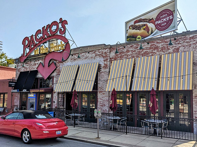 The brick exterior of another Tony Packo's location proves that good taste can expand without losing its soul&mdash;or its signature striped awnings.