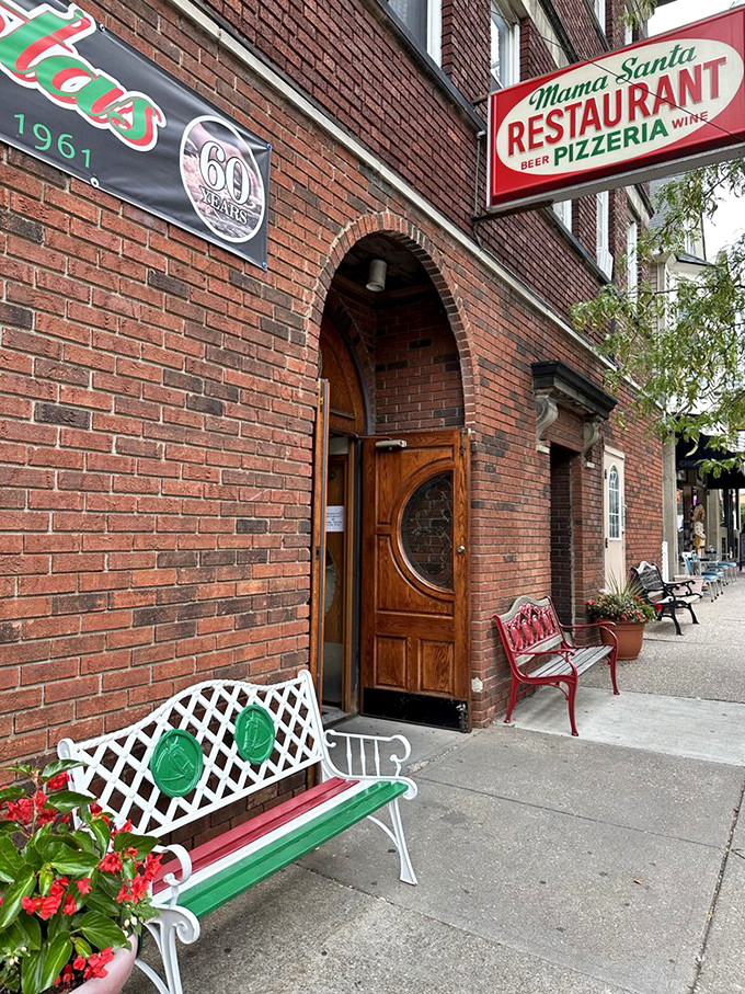 The red, white, and green bench outside isn't subtle about its Italian pride—like a friendly ambassador inviting you into this Cleveland institution.