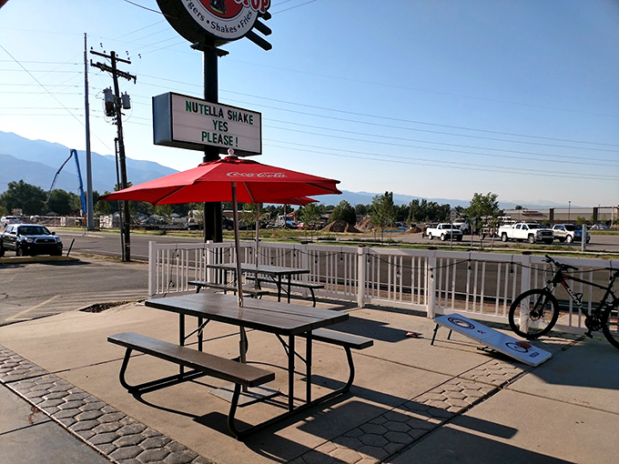 Outdoor seating where the mountain views compete with your meal for attention&mdash;and sometimes, just sometimes, the mountains actually win.