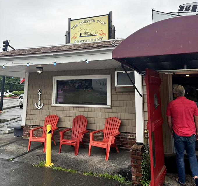 Those red Adirondack chairs aren't just seating &ndash; they're front-row tickets to the "I just had the best seafood ever" after-party.