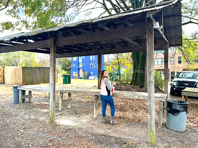 Rustic outdoor seating where you can savor your burger bounty while contemplating life's important questions &ndash; like getting seconds.