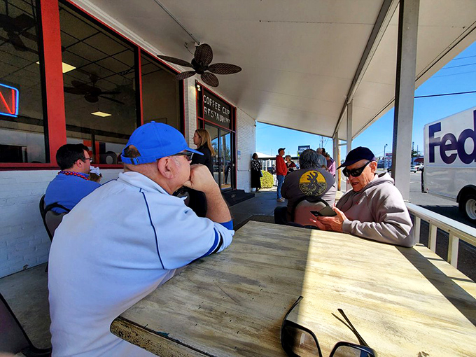 The outdoor patio offers prime people-watching with your pancakes—a front-row seat to Pensacola life passing by while your coffee stays topped off.