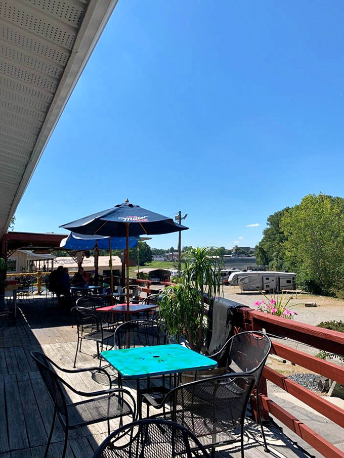 Outdoor seating that offers fresh air, sunshine, and the distinct feeling that you've discovered a secret spot the tourists haven't found yet.