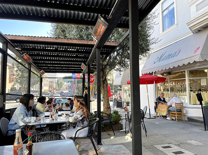 Outdoor seating where the North Beach sunshine makes the perfect sauce for whatever you've ordered.