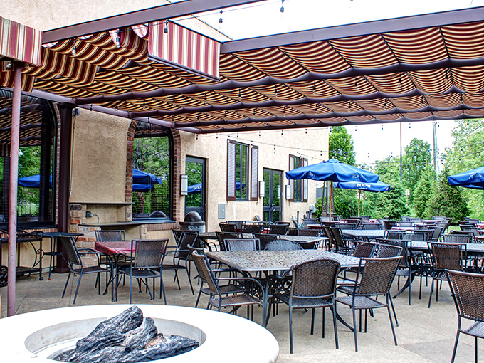 The covered patio offers al fresco dining with protection from Ohio's unpredictable weather&mdash;because nothing ruins a perfect pasta moment like unexpected rain.