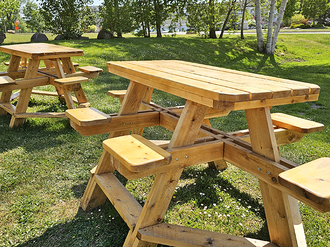 Picnic tables that have witnessed countless first bites, satisfied sighs, and the occasional "you've got to try this" moment of sharing.
