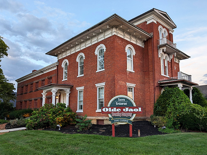 Evening light transforms the building into something that belongs on a postcard you'd actually want to send.