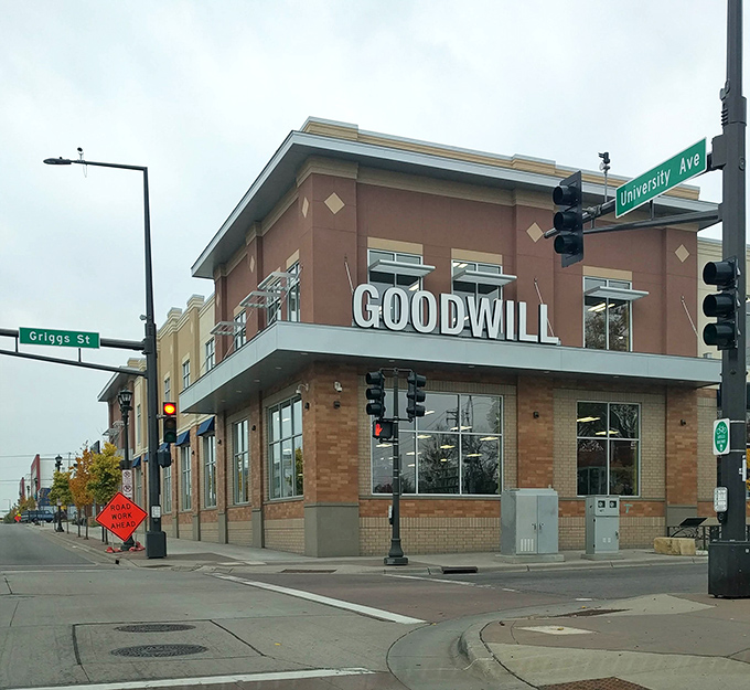 Perched at the intersection of University and Griggs, this Goodwill outpost has become a landmark for the thrift-savvy St. Paul crowd.