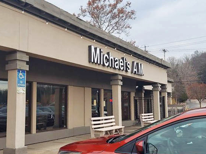 Even in winter's embrace, Michael's A.M. stands as a beacon of breakfast hope against Ohio's gray skies.