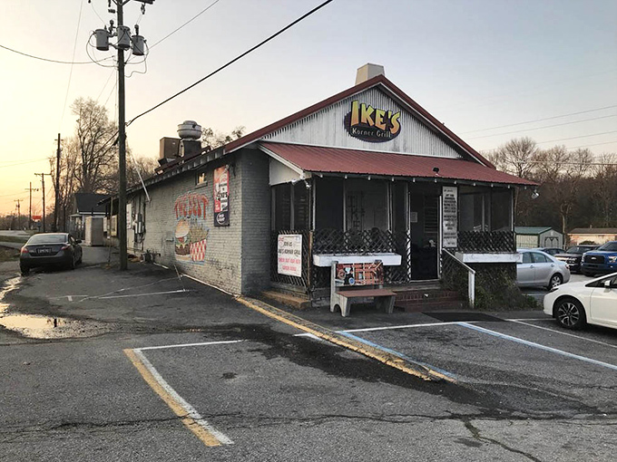 As twilight approaches, Ike's glows with the promise of comfort food and good times waiting just beyond those welcoming doors ahead.