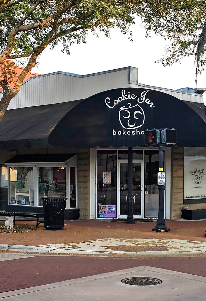 The Cookie Jar's curved facade stands as downtown Bartow's unofficial embassy of happiness, where sugar is the universal language.