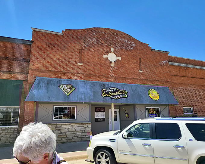 Sally's exterior captures that quintessential small-town charm—a place where time slows down just enough to savor what matters.
