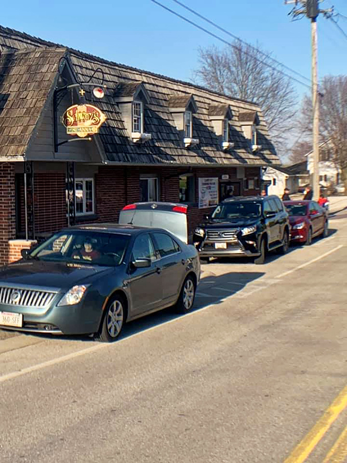 Worth the drive. Cars line up outside this unassuming roadside destination that locals have treasured for generations.