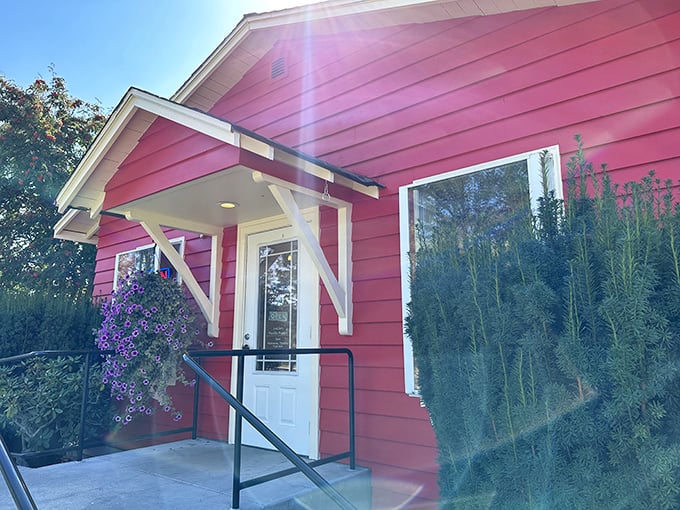 This cheerful pink building houses Pacific Pantry, where even the architecture seems to be saying "come in and eat something delicious!"
