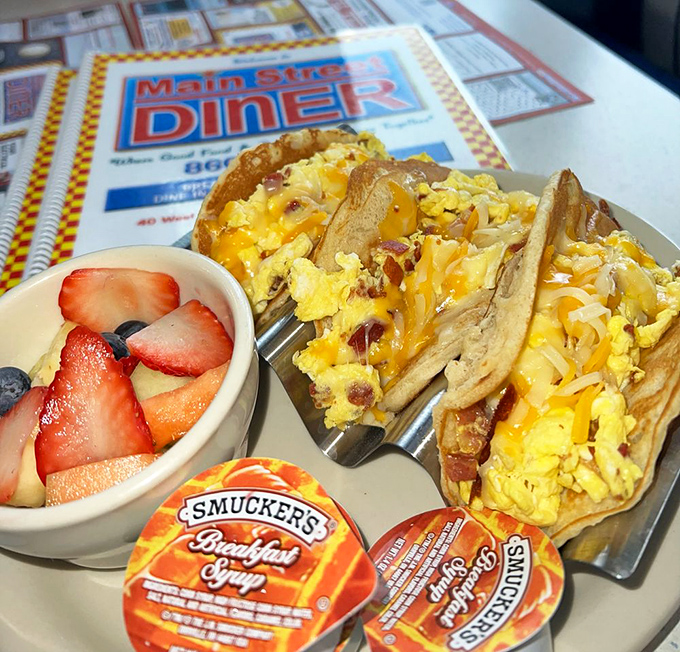 Breakfast tacos that make you wonder why we ever limited ourselves to cereal&mdash;eggs and cheese nestled in tortilla hammocks.