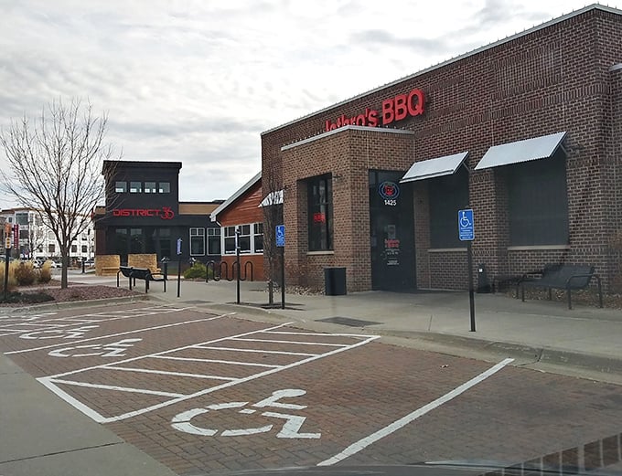 The brick exterior and convenient parking say "we're serious about accessibility"&mdash;because great barbecue shouldn't require an expedition.