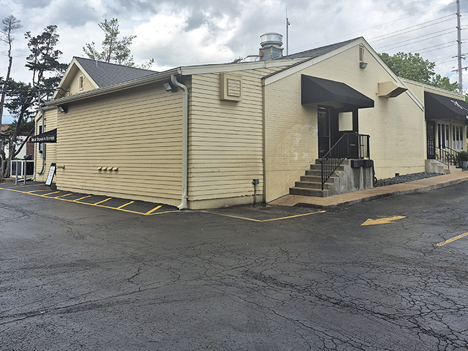 Another view of the modest exterior that proves once again: never judge a steakhouse by its siding. It's what's inside that counts. 
