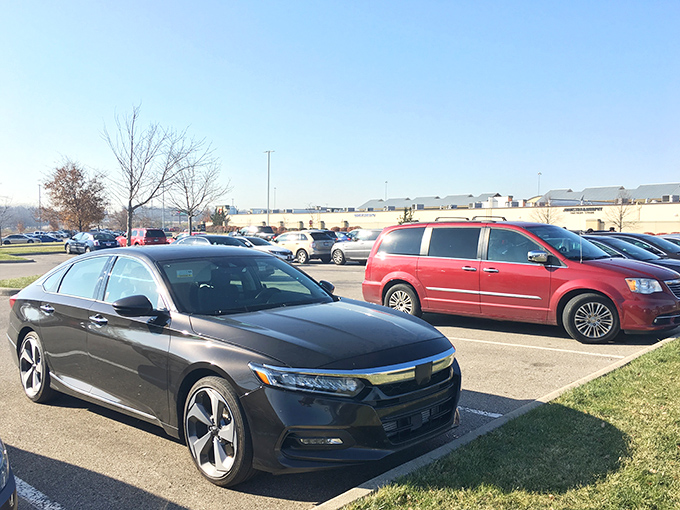 Expansive parking lots accommodate the crowds of deal-seekers arriving from across southwestern Ohio daily.