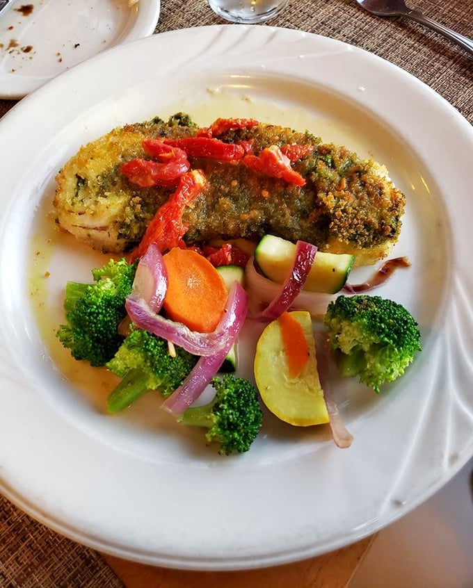 Pesto-crusted halibut that proves sometimes the best ocean treasures aren't buried in sand but encased in herb-flecked breadcrumbs instead.