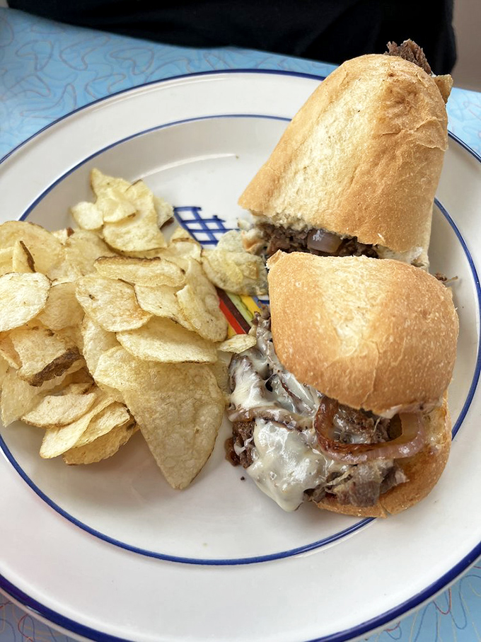 This Philly cheesesteak doesn't need Philadelphia's approval&mdash;it's confident in its melty, meaty glory. The chips are just showing off.
