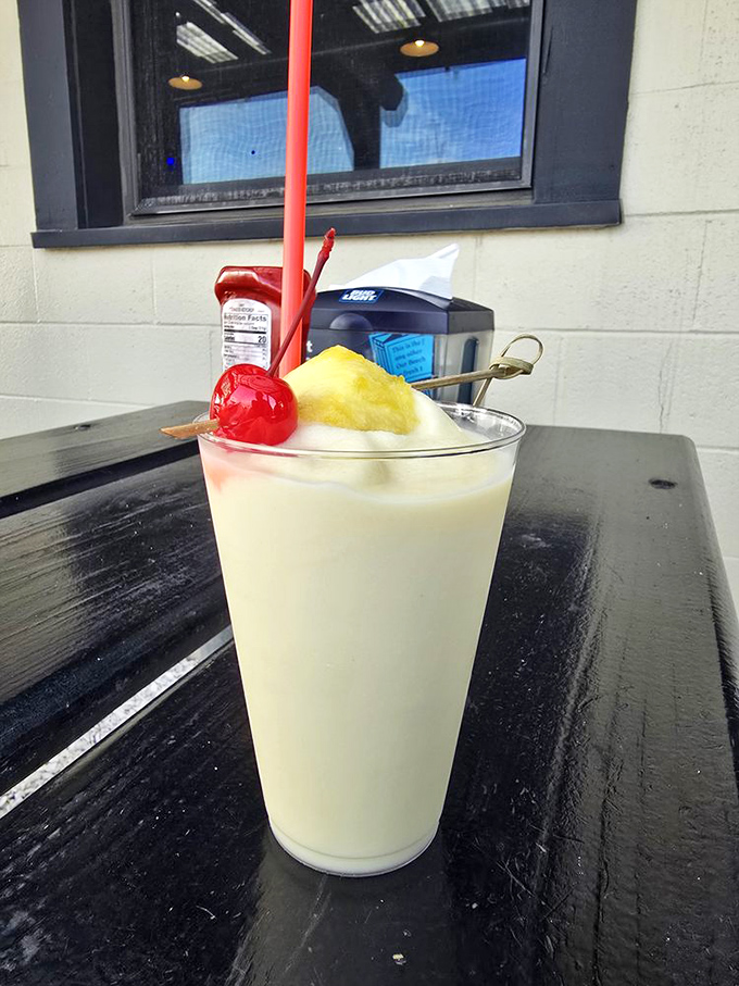 This pi&ntilde;a colada isn't just a drink&mdash;it's a vacation in a glass, complete with the little paper umbrella of happiness.