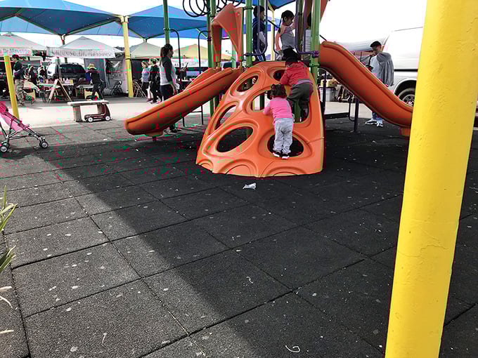 Even the smallest shoppers find their happy place&mdash;this playground offers a welcome break while parents debate that vintage lamp purchase.