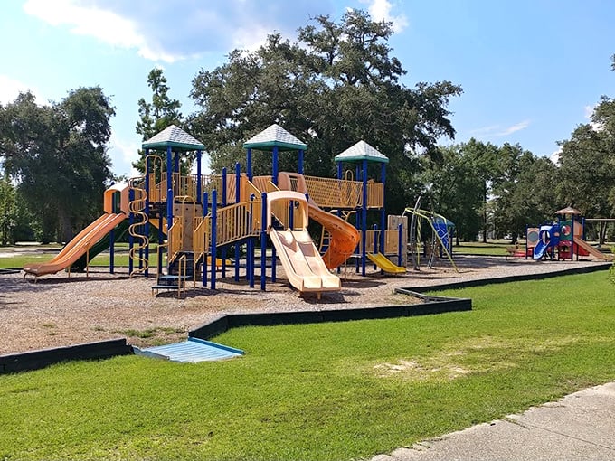 This playground is where future astronauts, firefighters, and presidents perfect their sliding techniques before tackling life's bigger challenges.