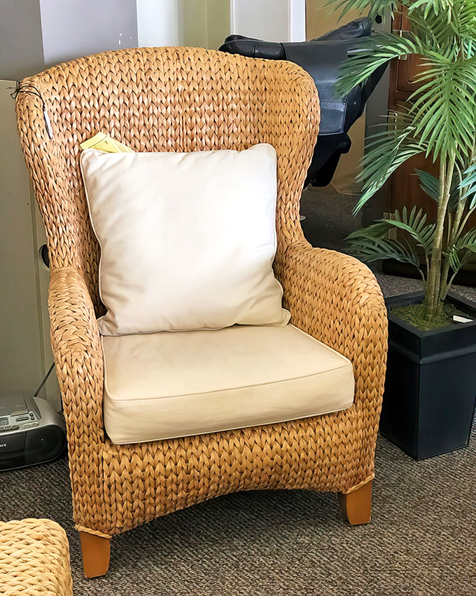 This seagrass chair isn't just comfortable—it's coastal-grandmother chic before TikTok even made it a thing.