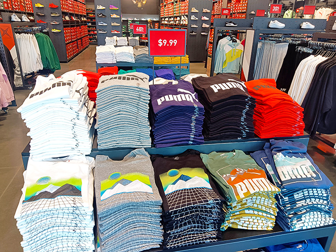 Color-coded bargains make decision-making easier. At $9.99, these Puma shirts cost less than the lunch you'll buy to celebrate your savings.