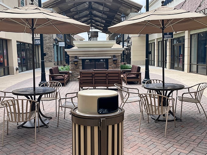 Rest areas strategically placed for when shopping becomes an Olympic sport and you need to hydrate between bargain-hunting events.