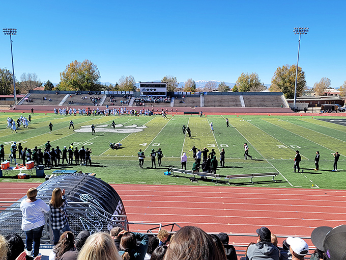 Adams State University's Rex Stadium hosts everything from football to track meets. Small-town sports with big-hearted community support and mountain backdrops.