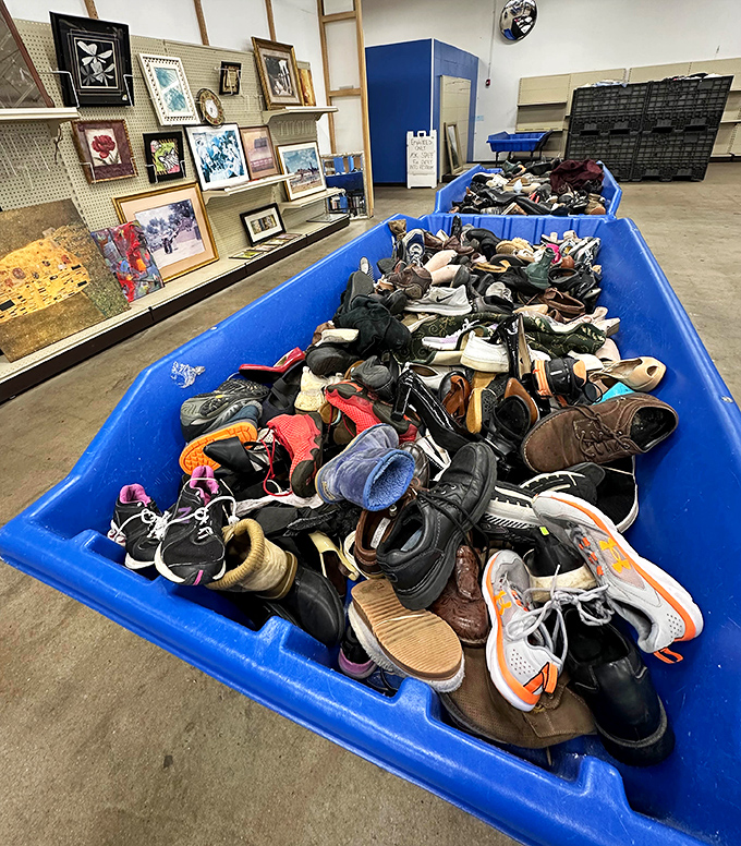 The shoe bins - where patience and persistence pay off in leather dividends. Somewhere in there is your perfect pair.
