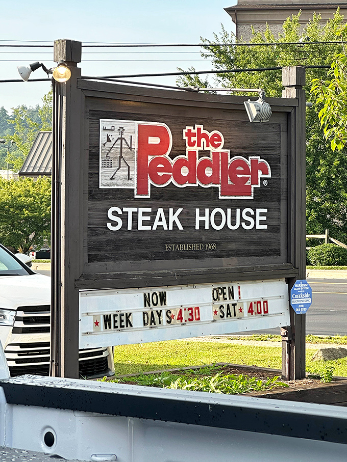 Even the sign knows what matters most &ndash; those hours posted like a promise of good times ahead.