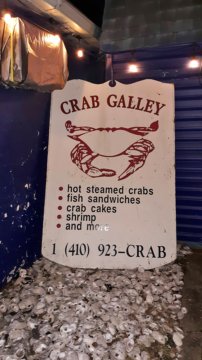 The sign says it all&mdash;hot steamed crabs, fish sandwiches, crab cakes, shrimp, "and more." That "and more" is doing some heavy lifting here.