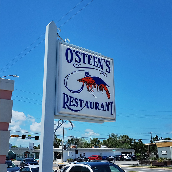 That classic sign stands tall like a promise that good, honest seafood awaits just beyond those doors.