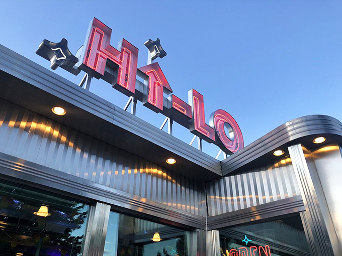 That neon sign doesn't just announce a restaurant&mdash;it promises an experience. Hi-Lo glows like a pink beacon in the Minneapolis twilight.