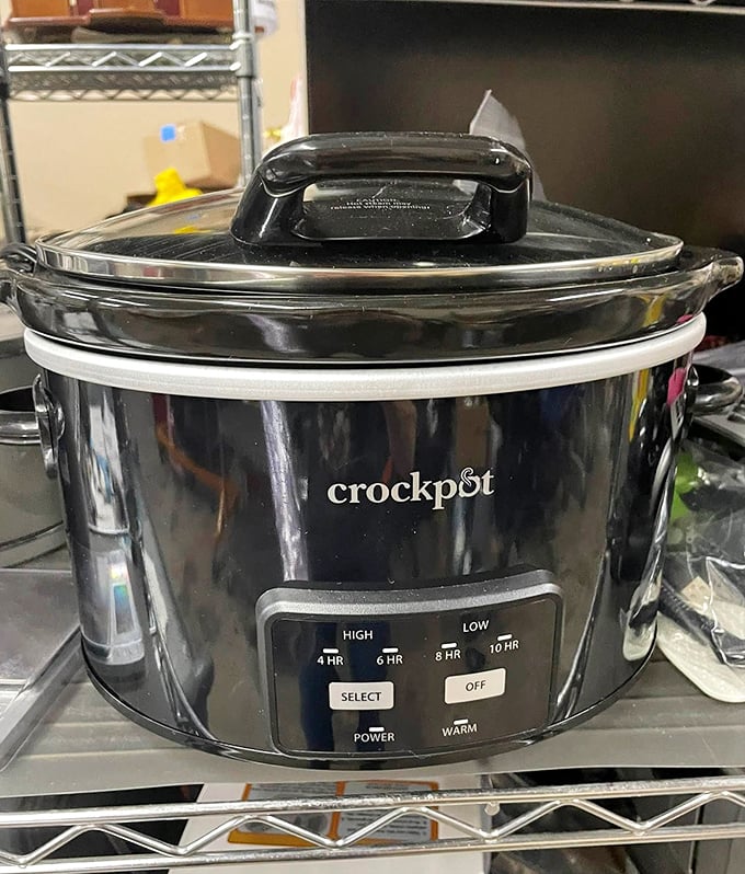 A barely-used Crockpot awaits its next owner &ndash; ready to transform tough cuts and random vegetables into Wisconsin winter comfort food.