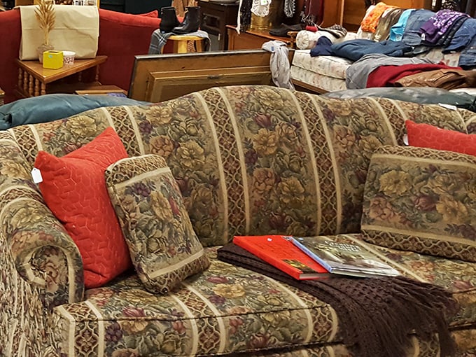 This floral sofa has hosted countless family movie nights and is still ready for your Netflix marathon with its well-earned comfort.