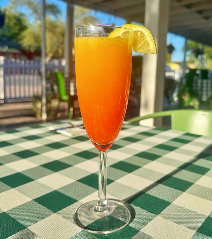 Morning sunshine captured in a glass &ndash; this mimosa promises to start your day with a vitamin C-powered smile.