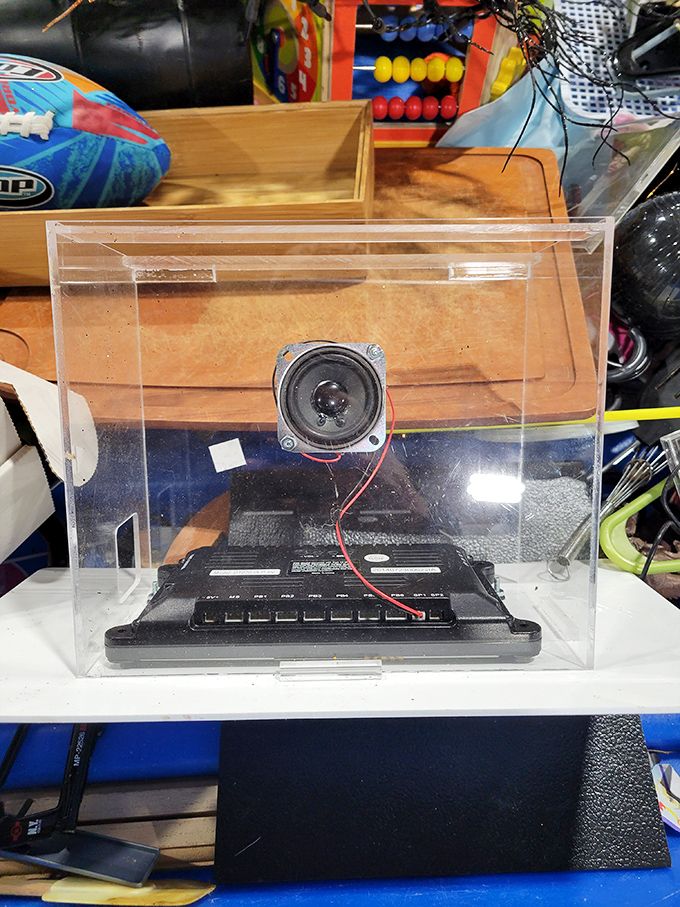 Even electronics find second chances here. This speaker system might deliver someone's first surround sound experience for pocket change.