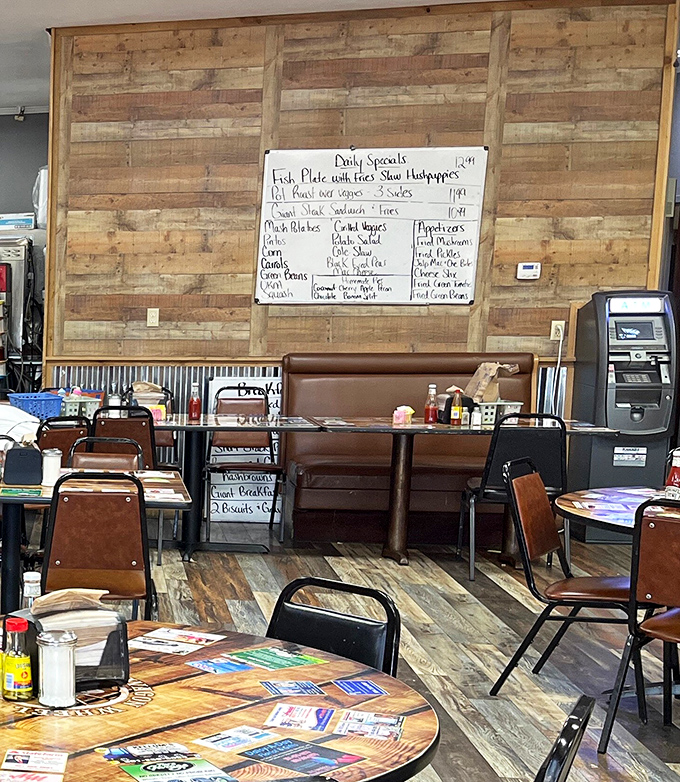 Daily specials written on whiteboards mean fresh thinking in the kitchen and delicious surprises for your hungry stomach today.