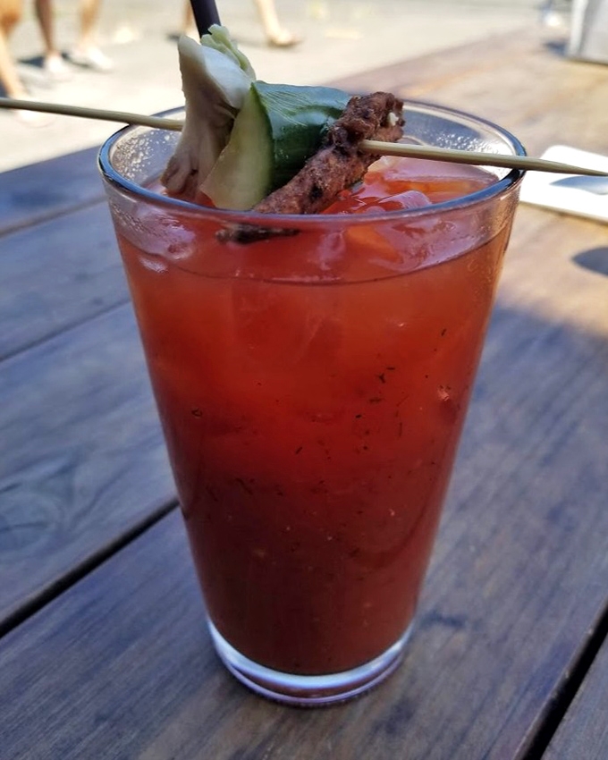 This Bloody Mary doesn't just come with a garnish&mdash;it arrives with an entire snack, perfect for those "Is it breakfast or lunch?" moments.