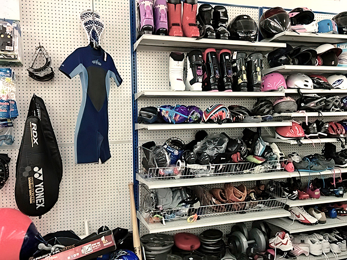 Sporting goods corner &ndash; where wetsuits, tennis rackets, and ski boots await their next athletic endeavor at prices that won't break your workout budget.