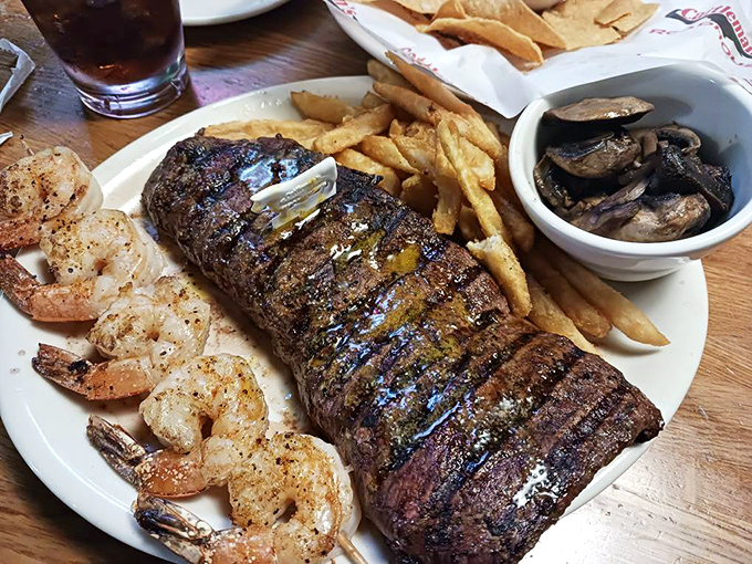 Surf meets turf in a romance for the ages&mdash;this steak and shrimp combo is the power couple of the menu.